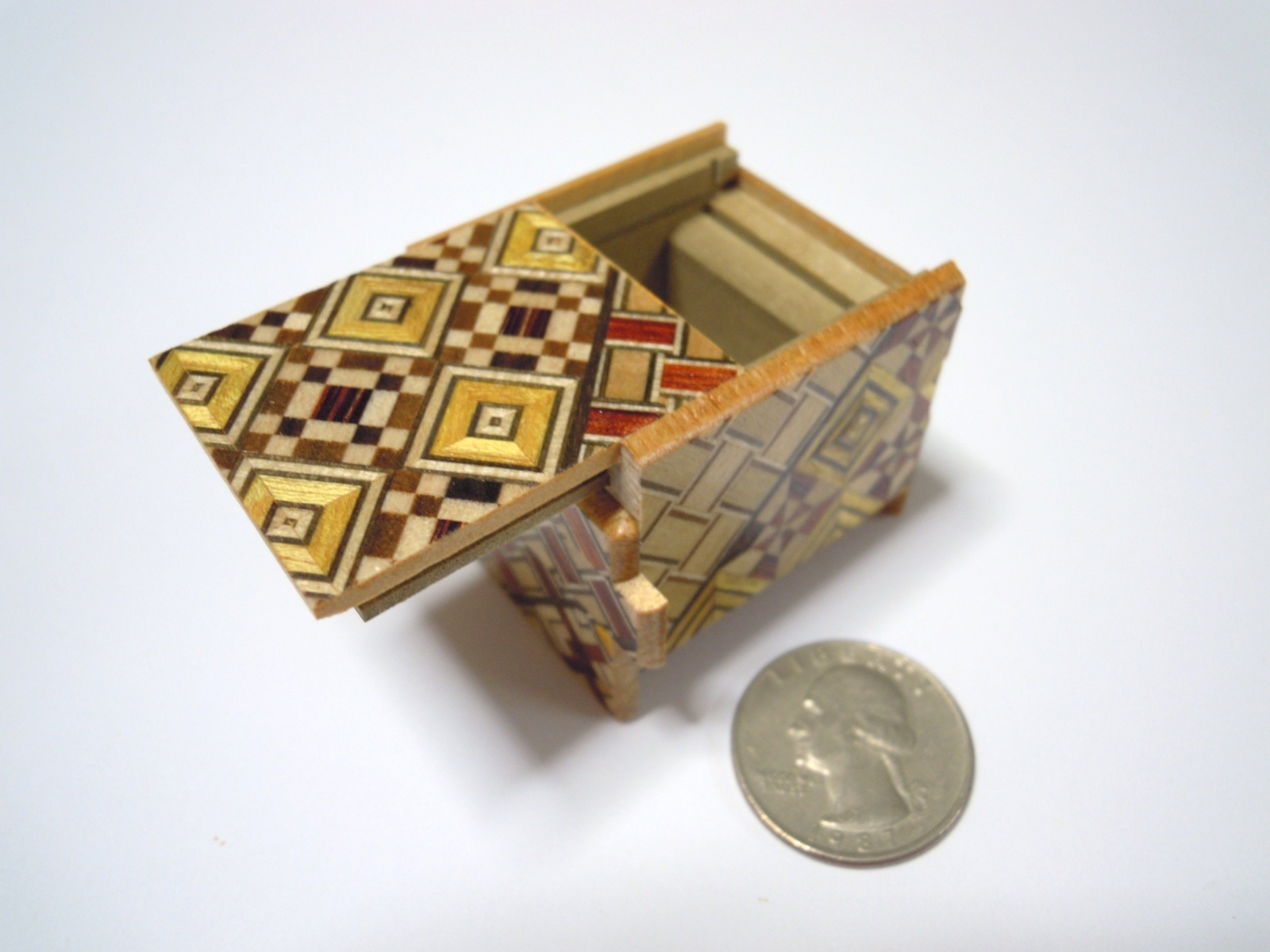 Smallest 12 steps Yosegi 1 sun Japanese puzzle box Himitsu-bako - OKA ...